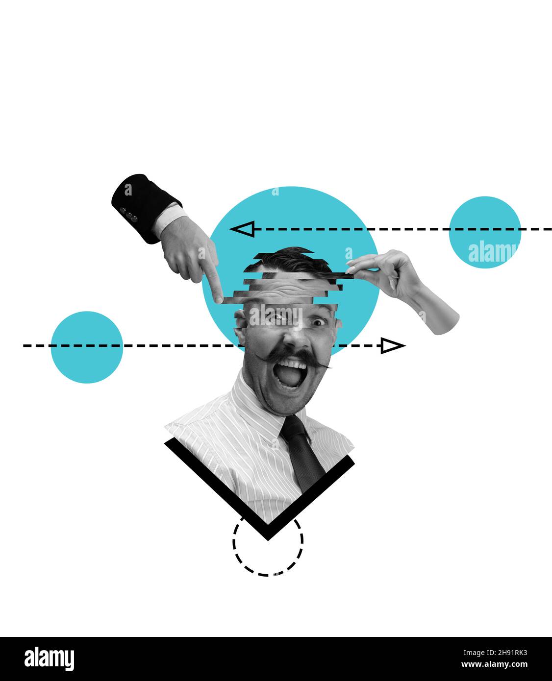 Work pressure. Creative artwork, modern design of man, businessman ...