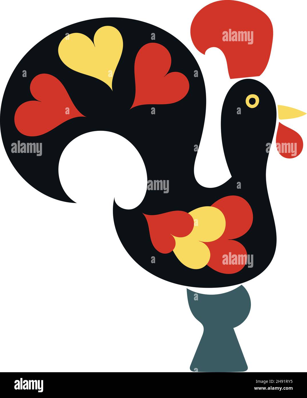 Galo de Barcelos. Portuguese rooster vector illustration icon Stock ...