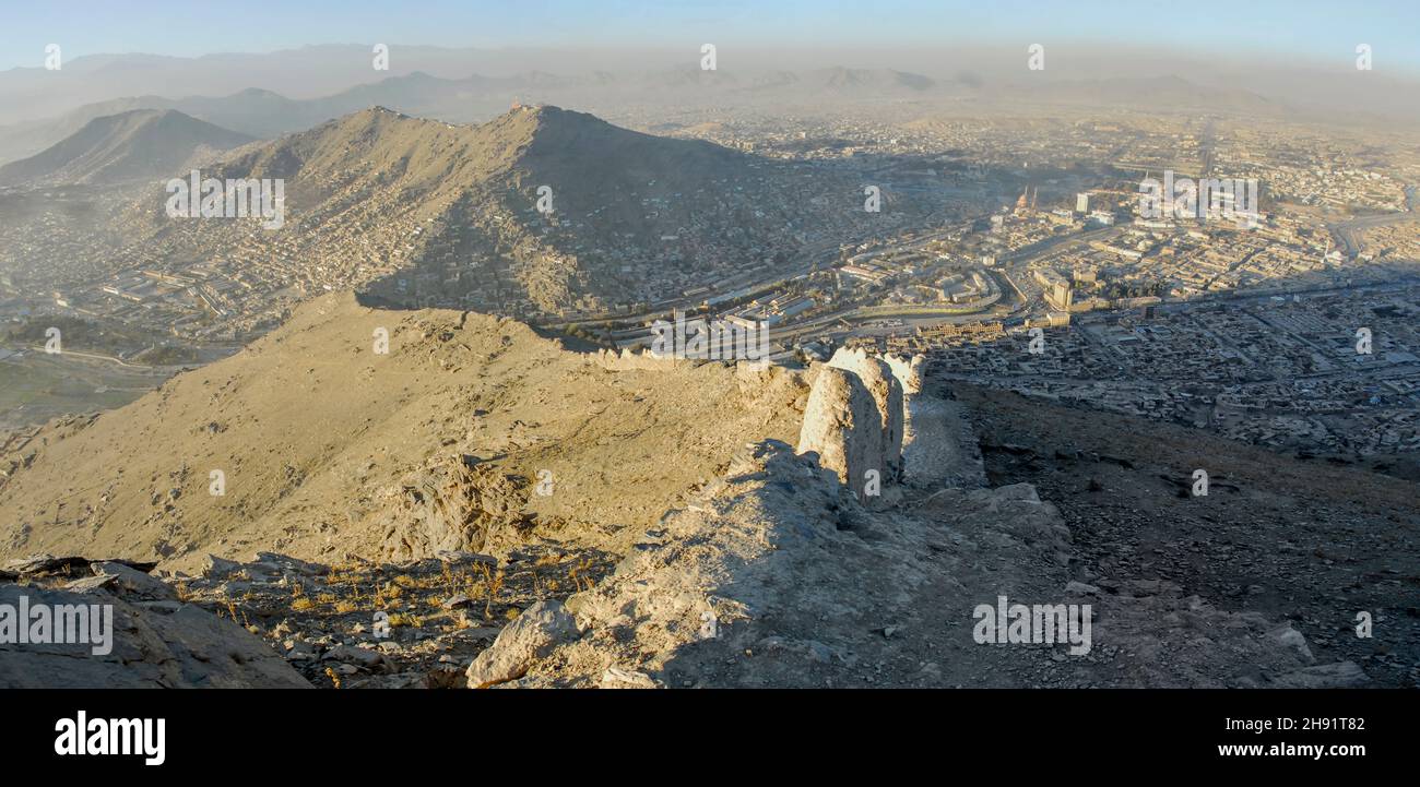 Aerial view of informal settlements and the city center from the ...