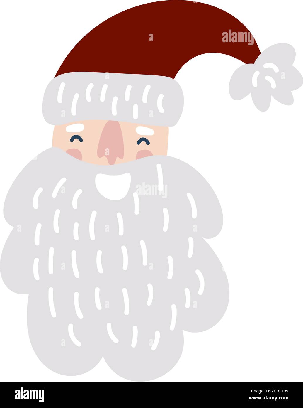 Hand drawn vector scandinavian Santa Claus smiling face. Fun Merry ...