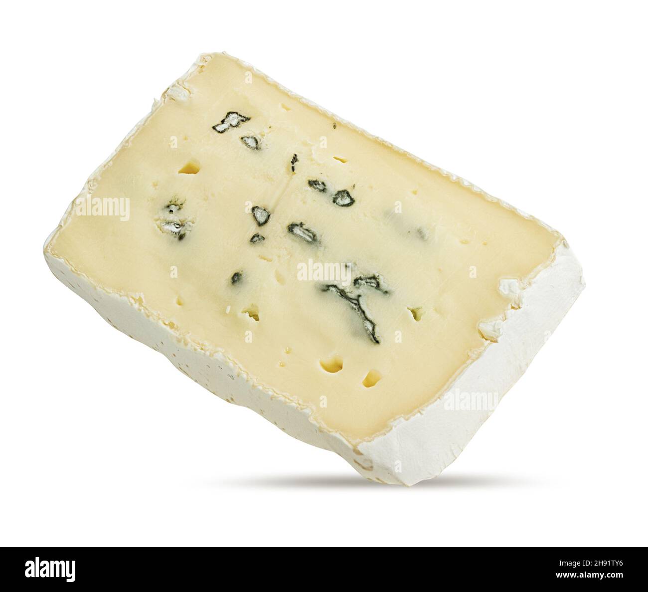 Piece of blue cheese isolated on white background Stock Photo - Alamy
