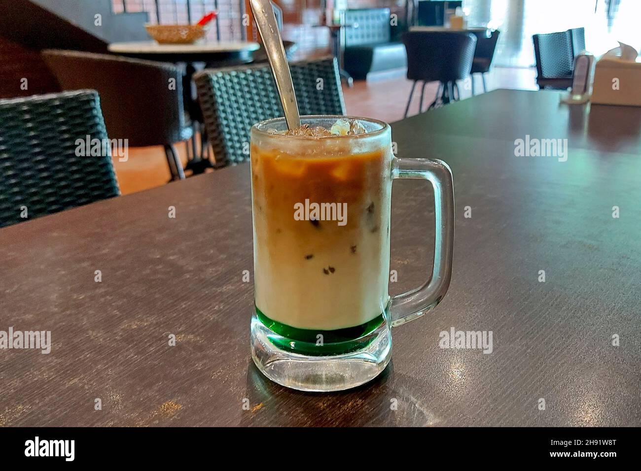 Iced Coffee Latte at Cafe, Jakarta, Indonesia Stock Photo - Alamy