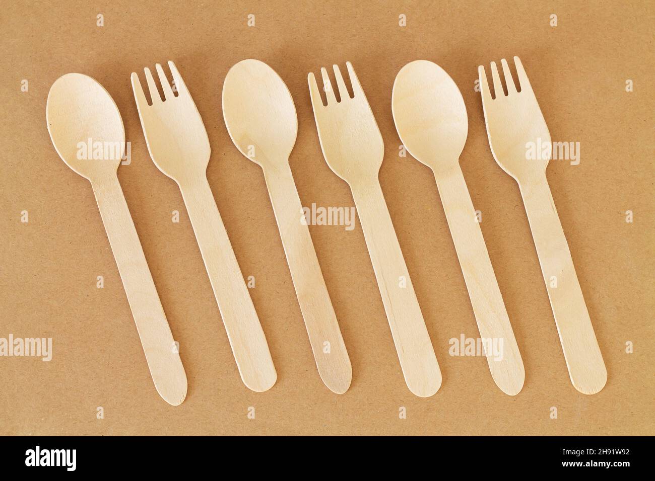Wooden disposable forks spoons hi-res stock photography and images - Alamy