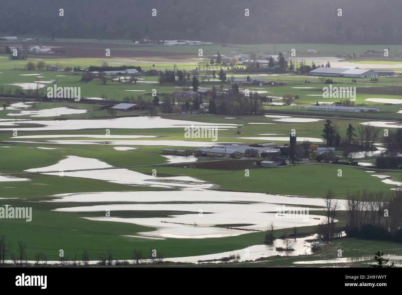 Devastating Flood Natural Disaster in the city and farmland after storm ...