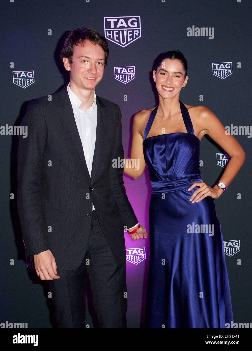 Frédéric Arnault chief executive of TAG Heuer and Paulina Vega are seen ...