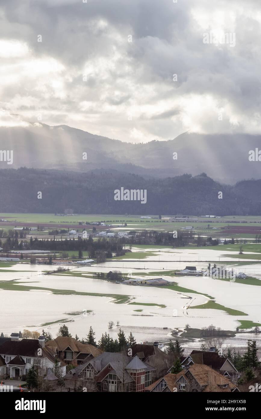 Devastating Flood Natural Disaster in the city and farmland after storm ...
