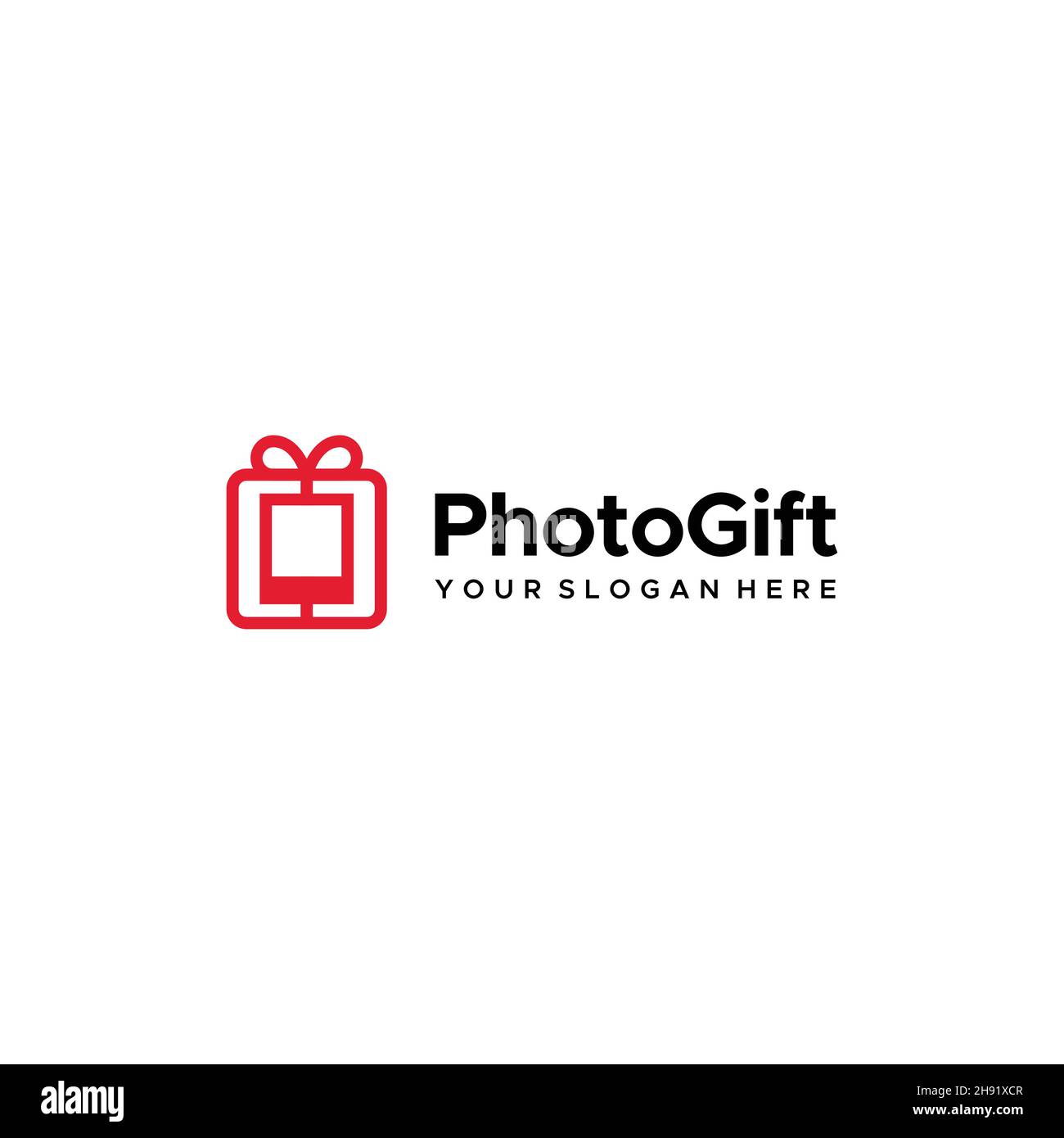 minimalist PhotoGift box prize square logo design Stock Vector Image ...