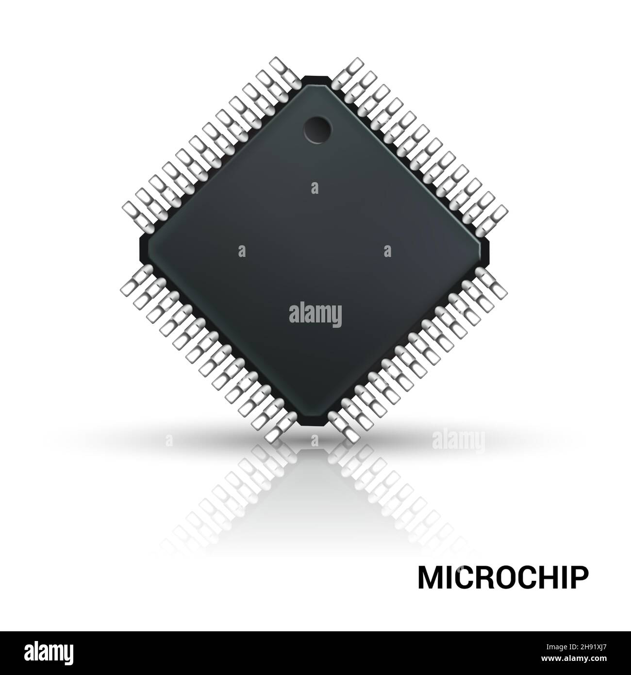 Microchip Computer Cpu Microprocessor 3d Realistic Illustration