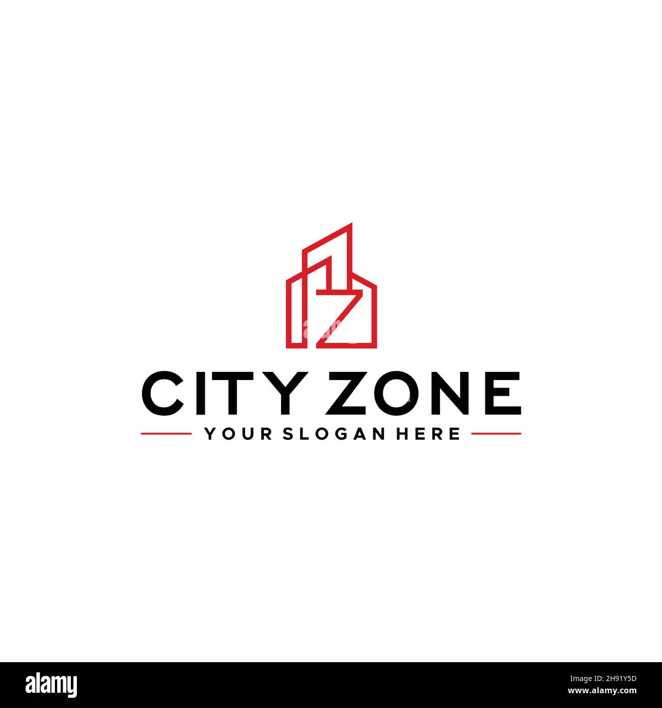 minimalist CITY ZONE building line art Logo design Stock Vector Image ...