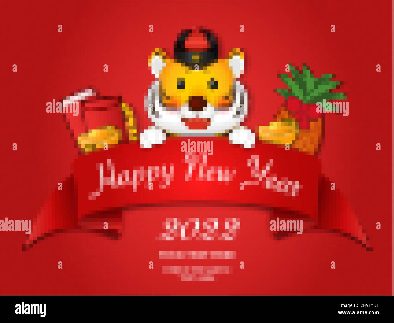 2022 Chinese new year of cute cartoon tiger ribbon template and ...