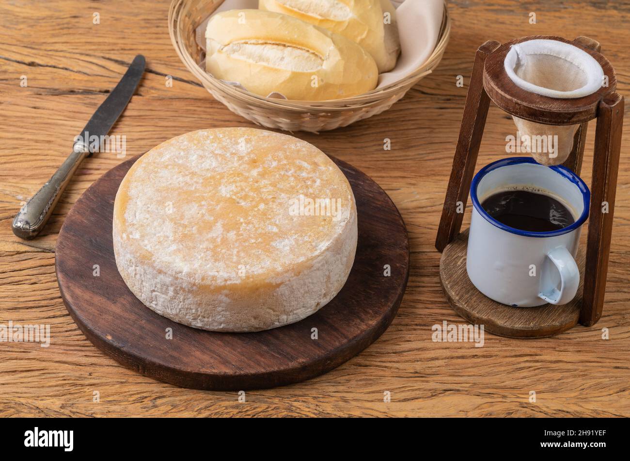 Artisanal Canastra cheese from Minas Gerais, Brazil with bread and ...