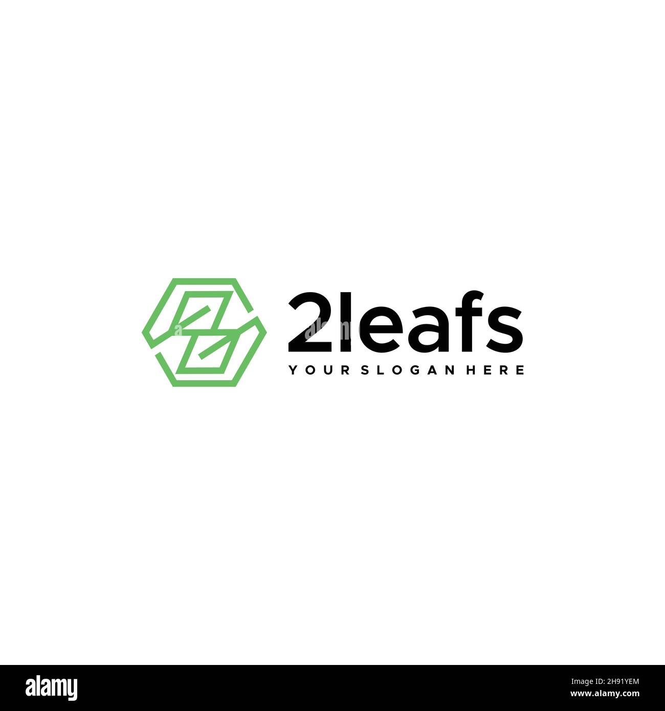 minimalist 2leafs leaf hexagon plants logo design Stock Vector Image ...
