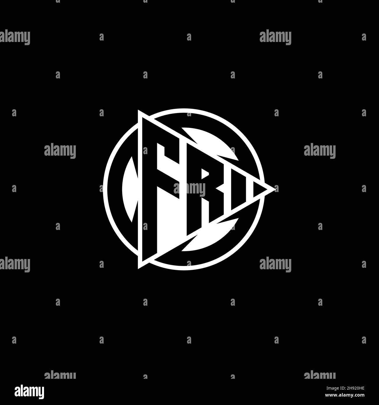 FR Monogram logo letter with triangle play shape and circle rounded ...