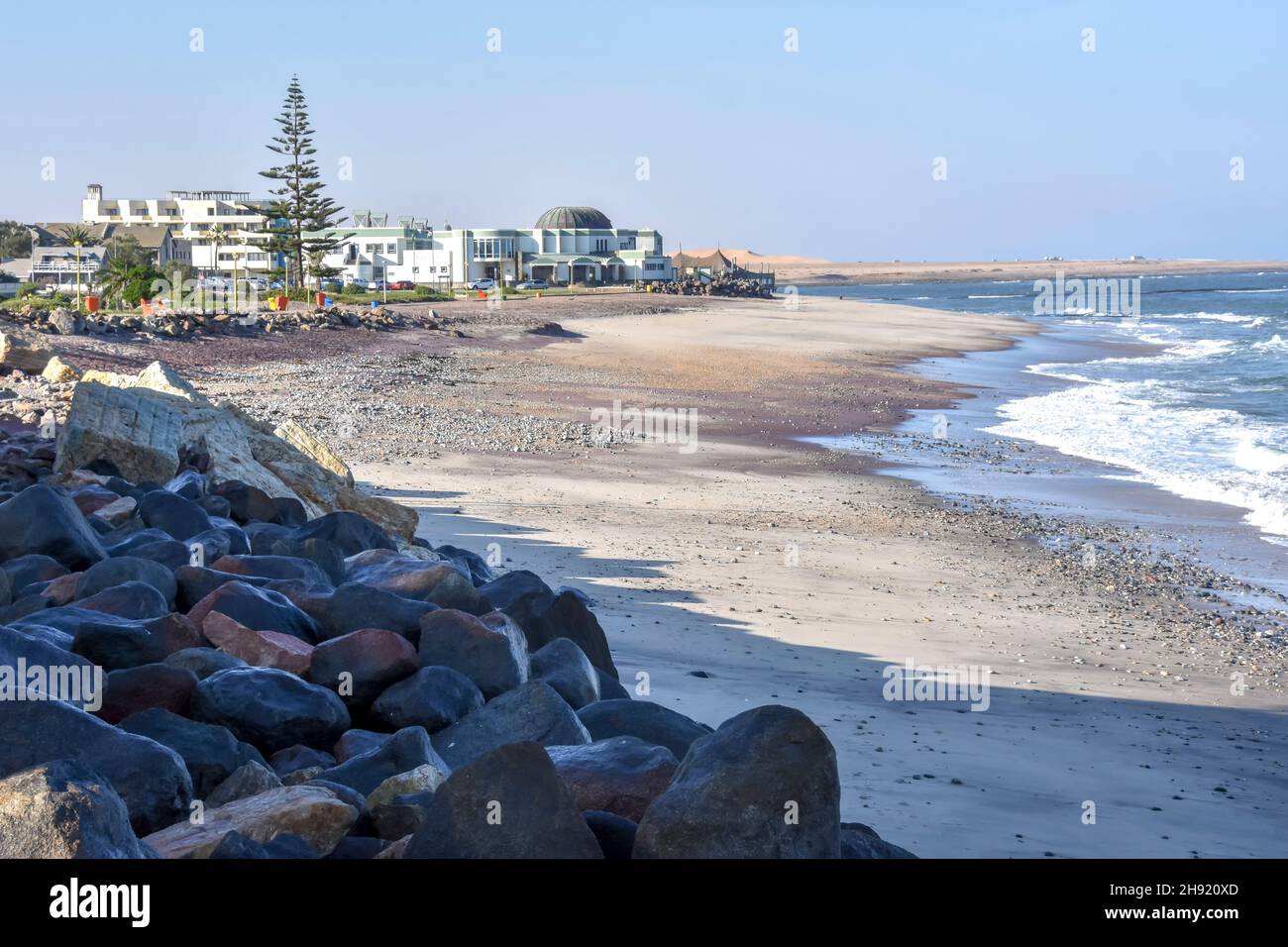 The beach of Swakopmund Namibia Southern Africa at the Atlantic Ocean ...