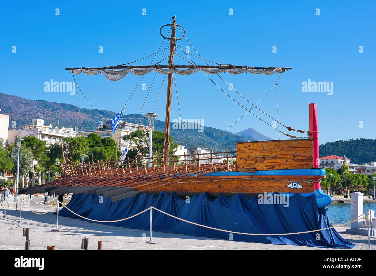 VOLOS, GREECE - Dec 01, 2021: Argo is located in its port, beautiful and haughty. The mythical ...