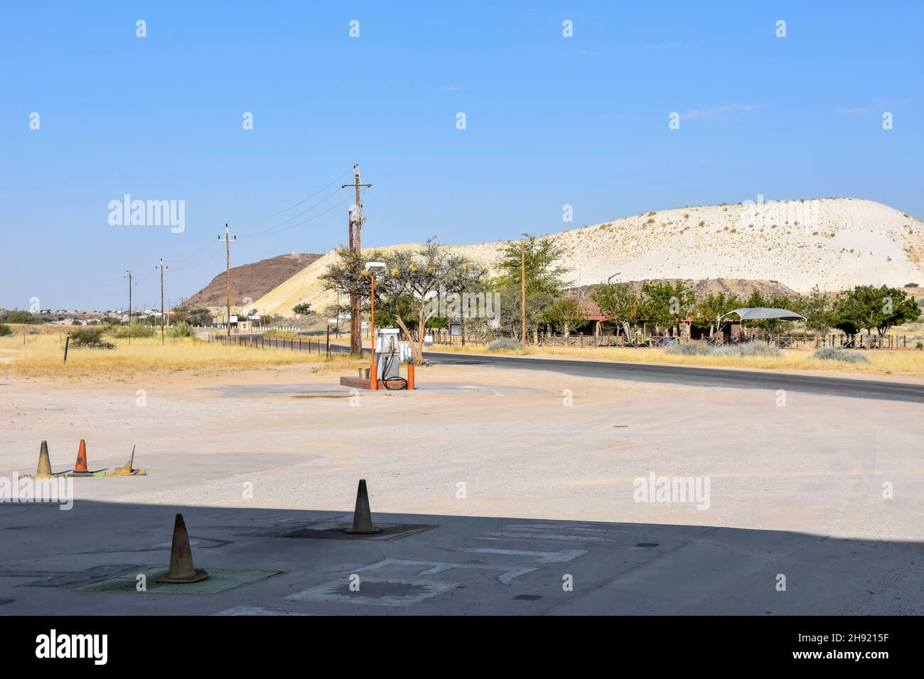 A street view of the isolated town of Uis in Namibia Southern Africa ...