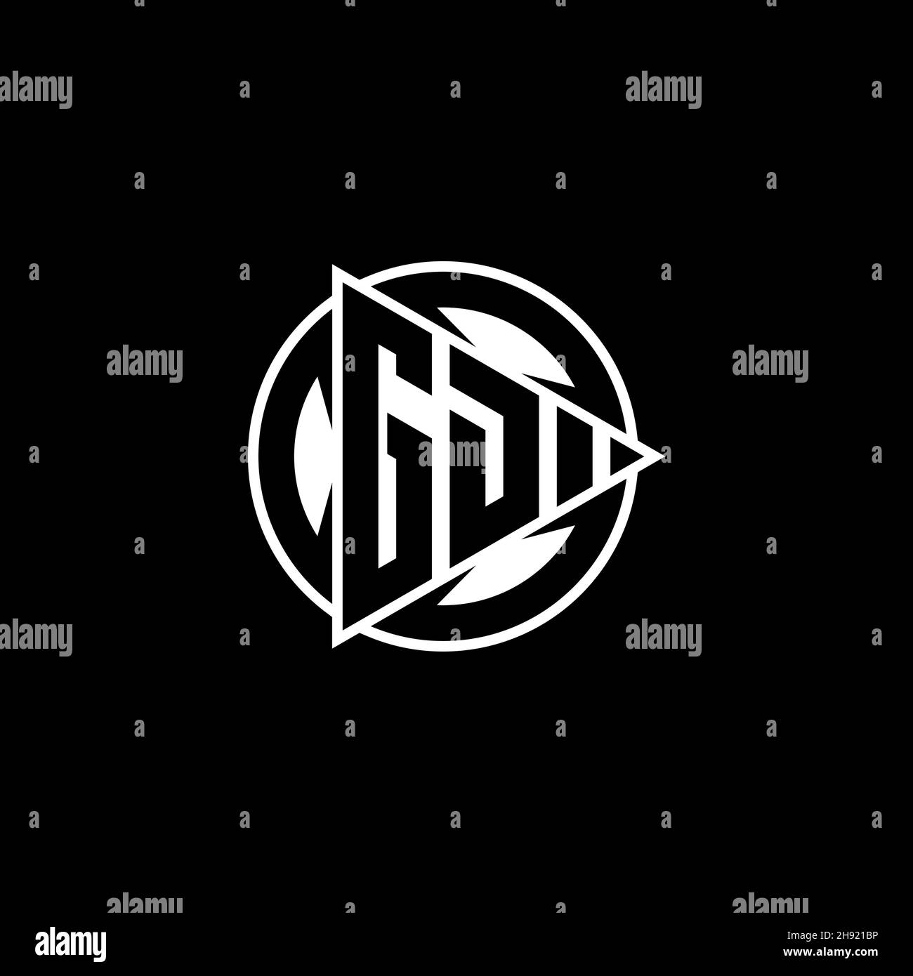 GD Monogram logo letter with triangle play shape and circle rounded ...