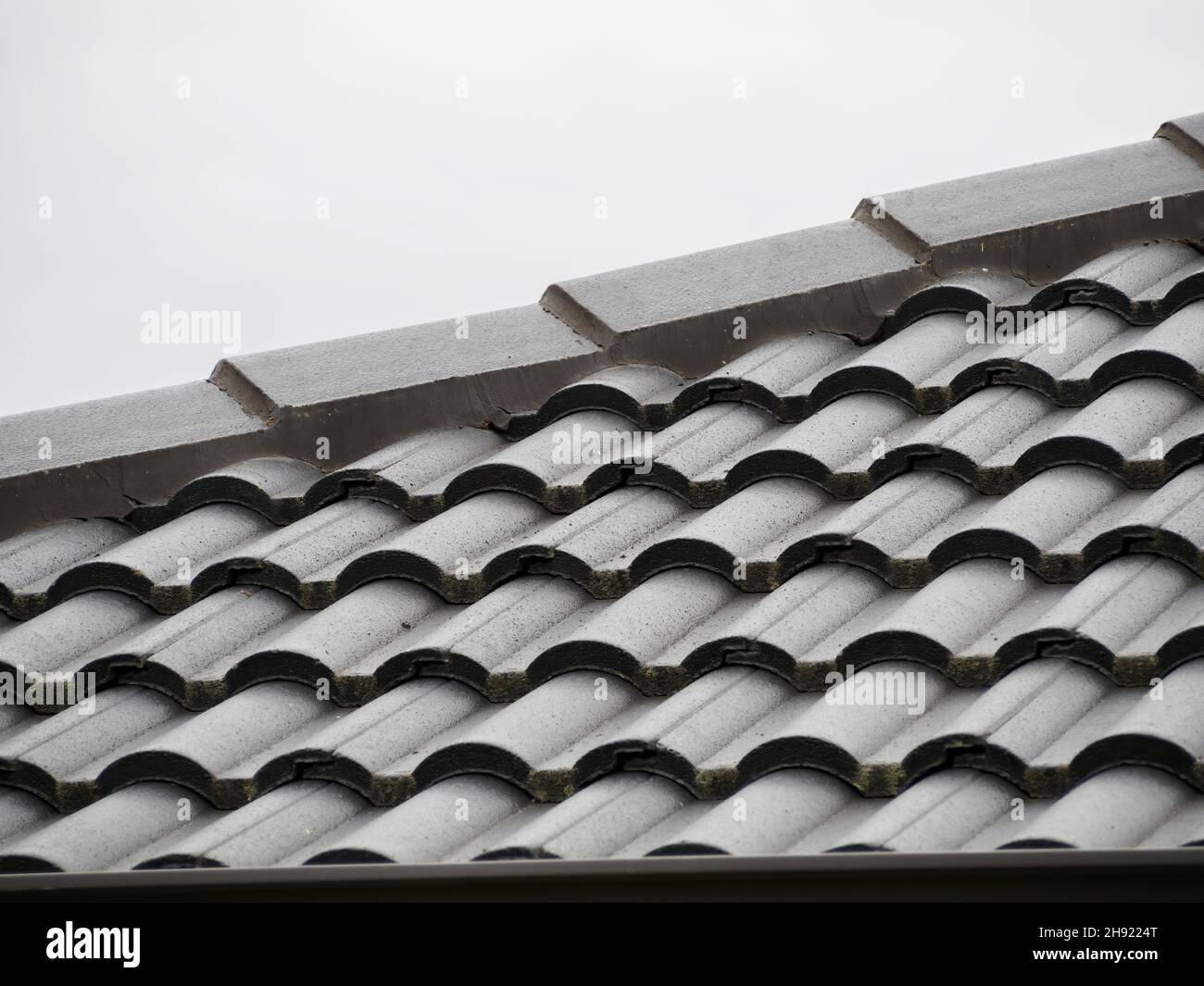 grey painted concrete tile roof Stock Photo - Alamy