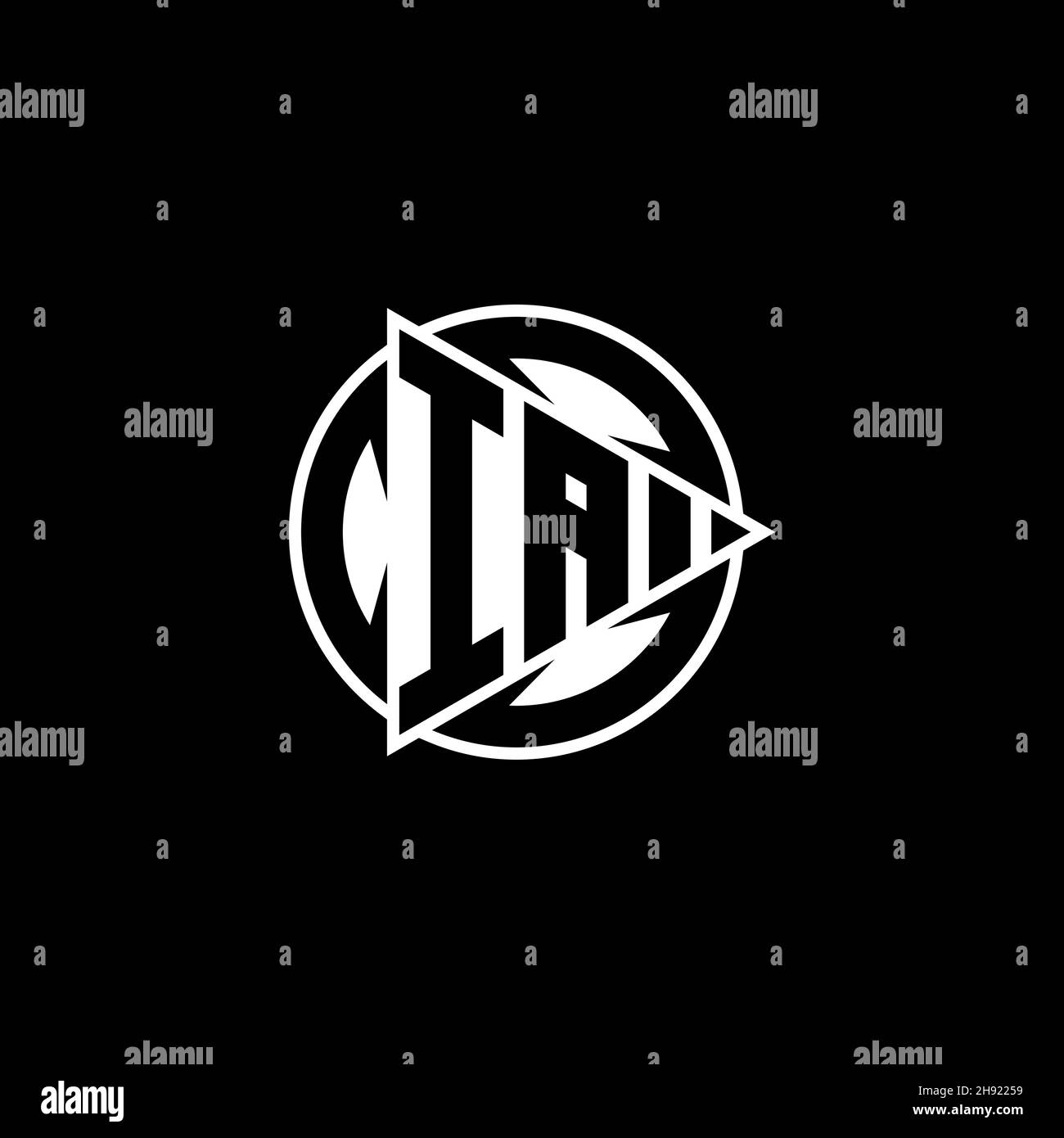 IA Monogram logo letter with triangle play shape and circle rounded ...