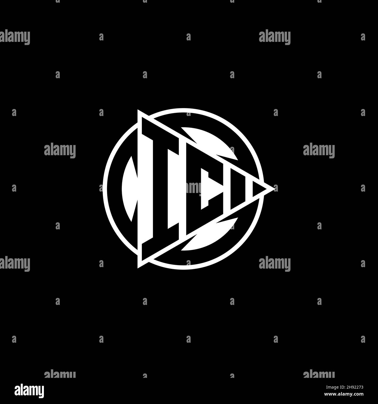 IC Monogram logo letter with triangle play shape and circle rounded ...