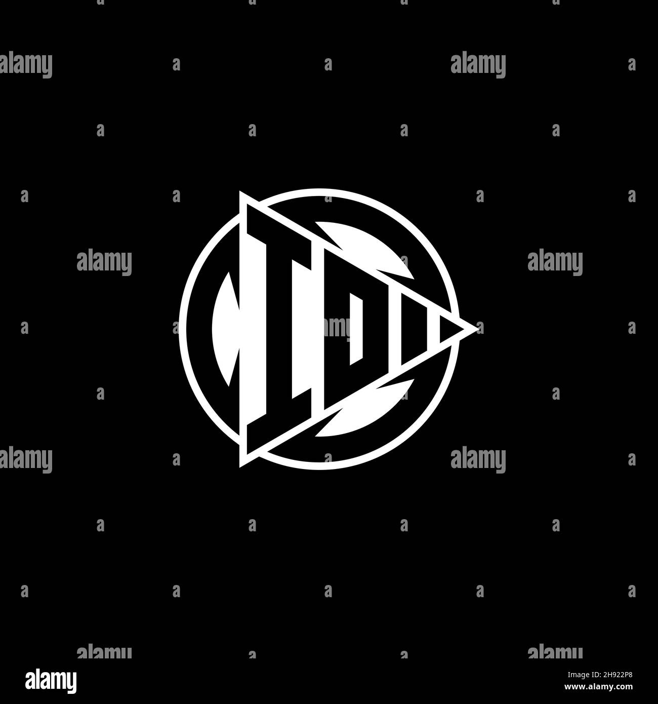 IO Monogram logo letter with triangle play shape and circle rounded ...