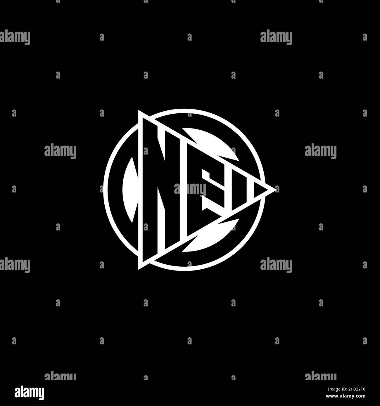 NE Monogram logo letter with triangle play shape and circle rounded ...