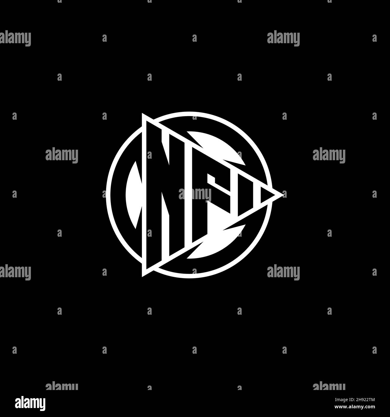 NF Monogram logo letter with triangle play shape and circle rounded ...