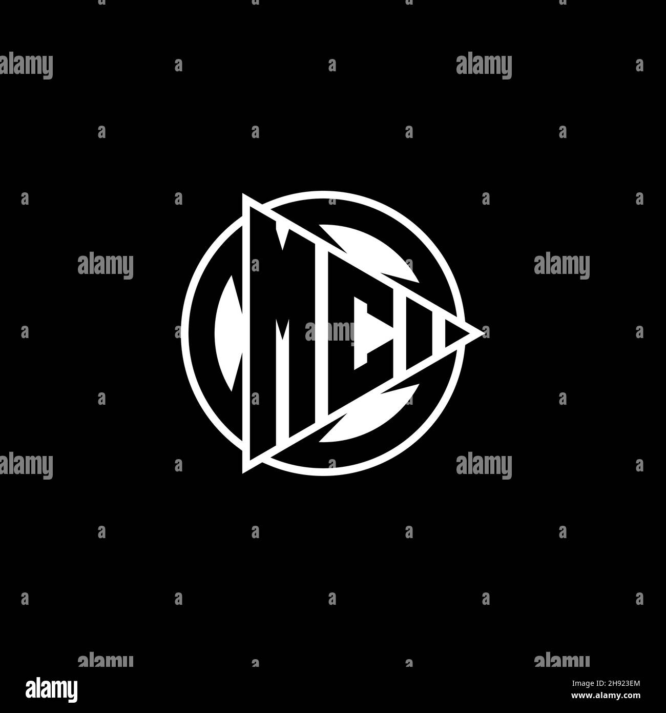 MC Monogram logo letter with triangle play shape and circle rounded ...