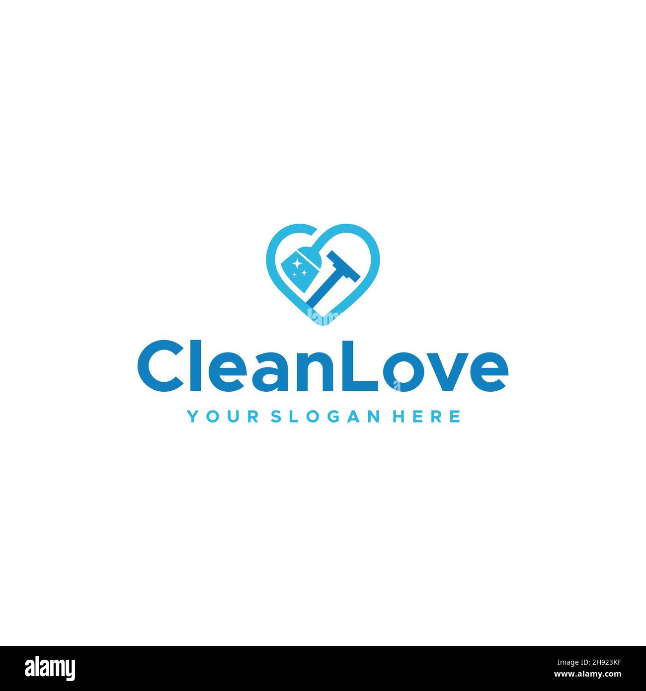 flat CleanLove broom vacuum cleaner logo design Stock Vector Image ...