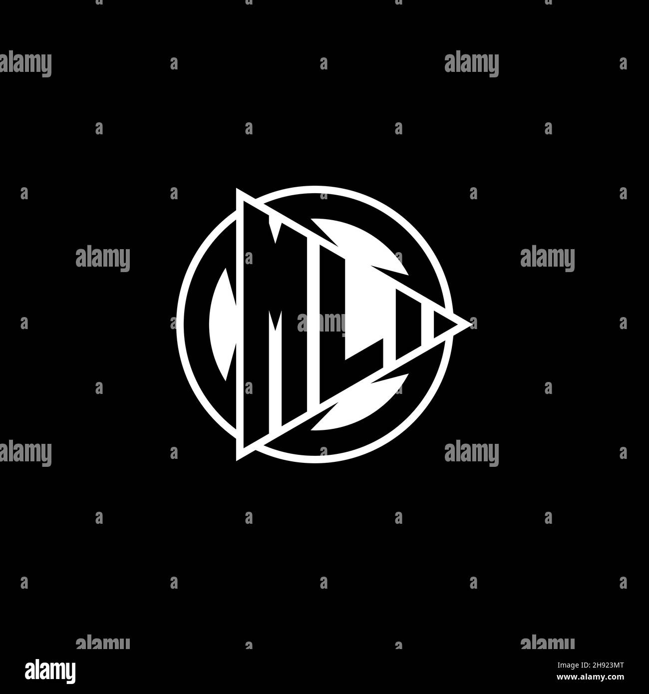 ML Monogram logo letter with triangle play shape and circle rounded ...