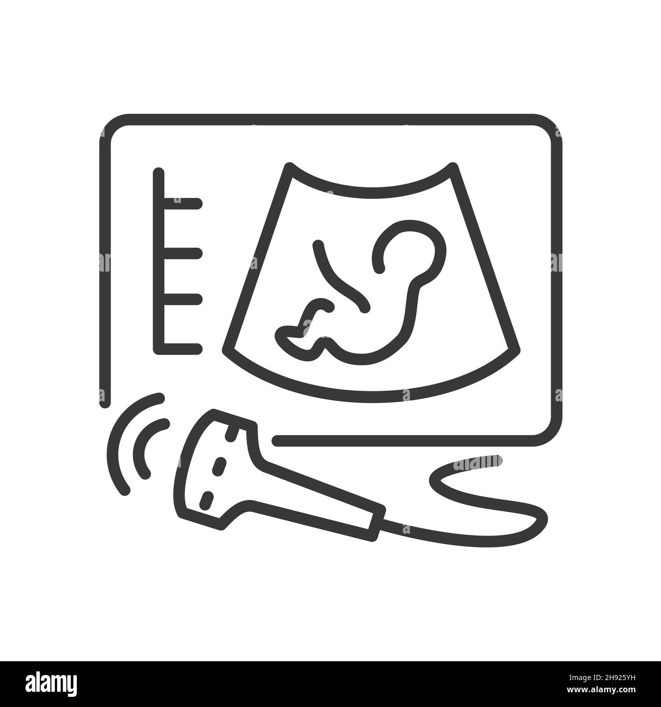 Pregnant woman ultrasound - vector line design single isolated icon on ...