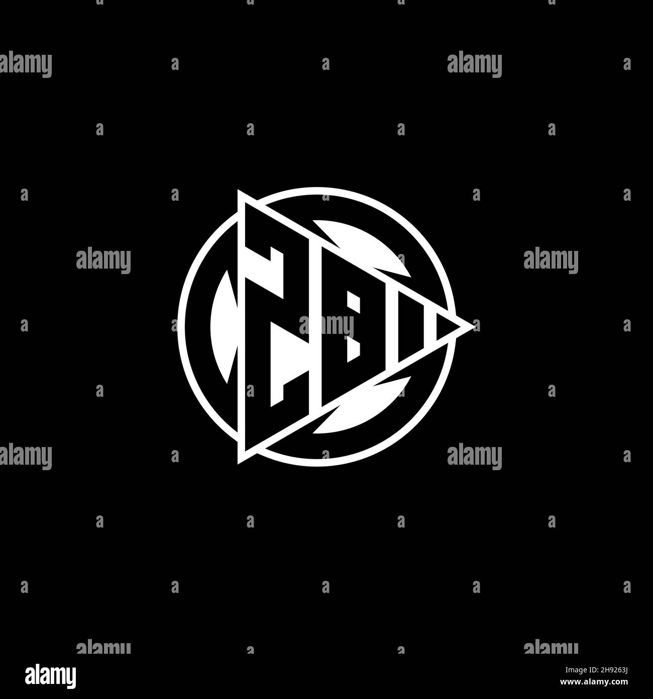 ZB Monogram logo letter with triangle play shape and circle rounded ...