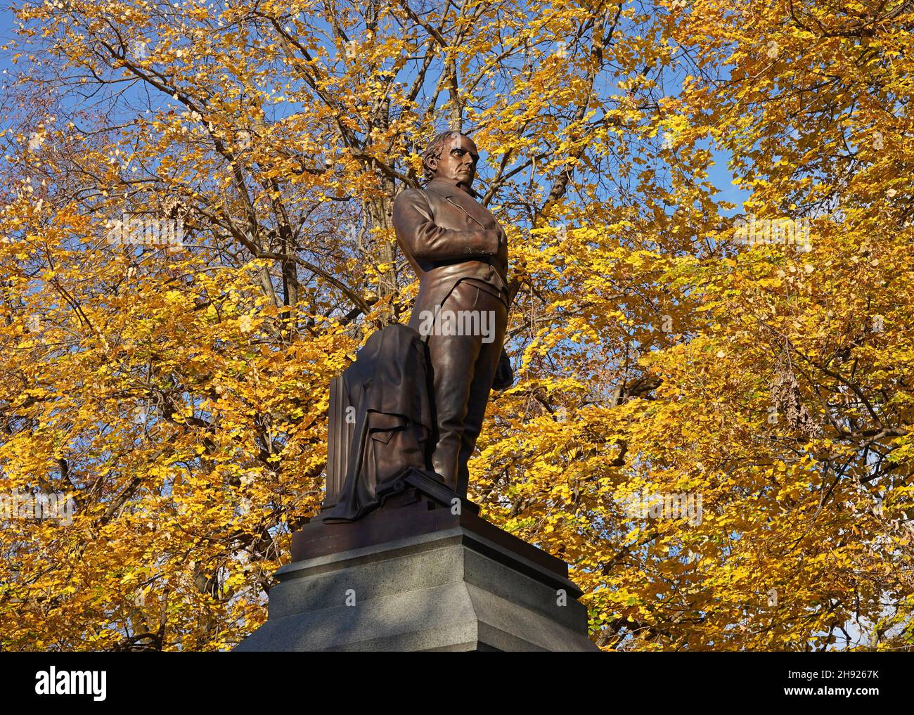 New York, NY - November 15, 2021: Statue of famous advocate Daniel ...