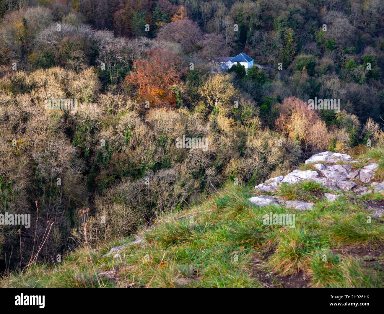 Autumn view from High Tor in Matlock Bath a hillside village in the ...