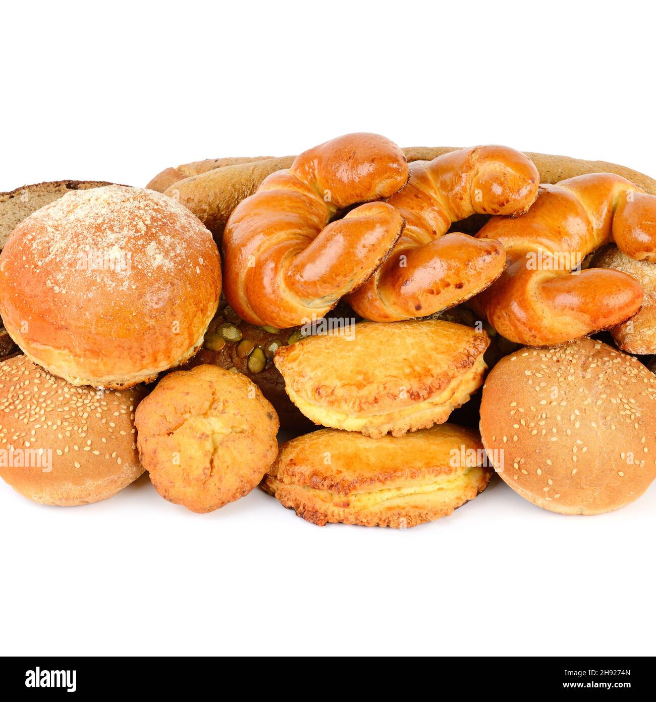Various of bread and bakery products isolated on white background Free ...