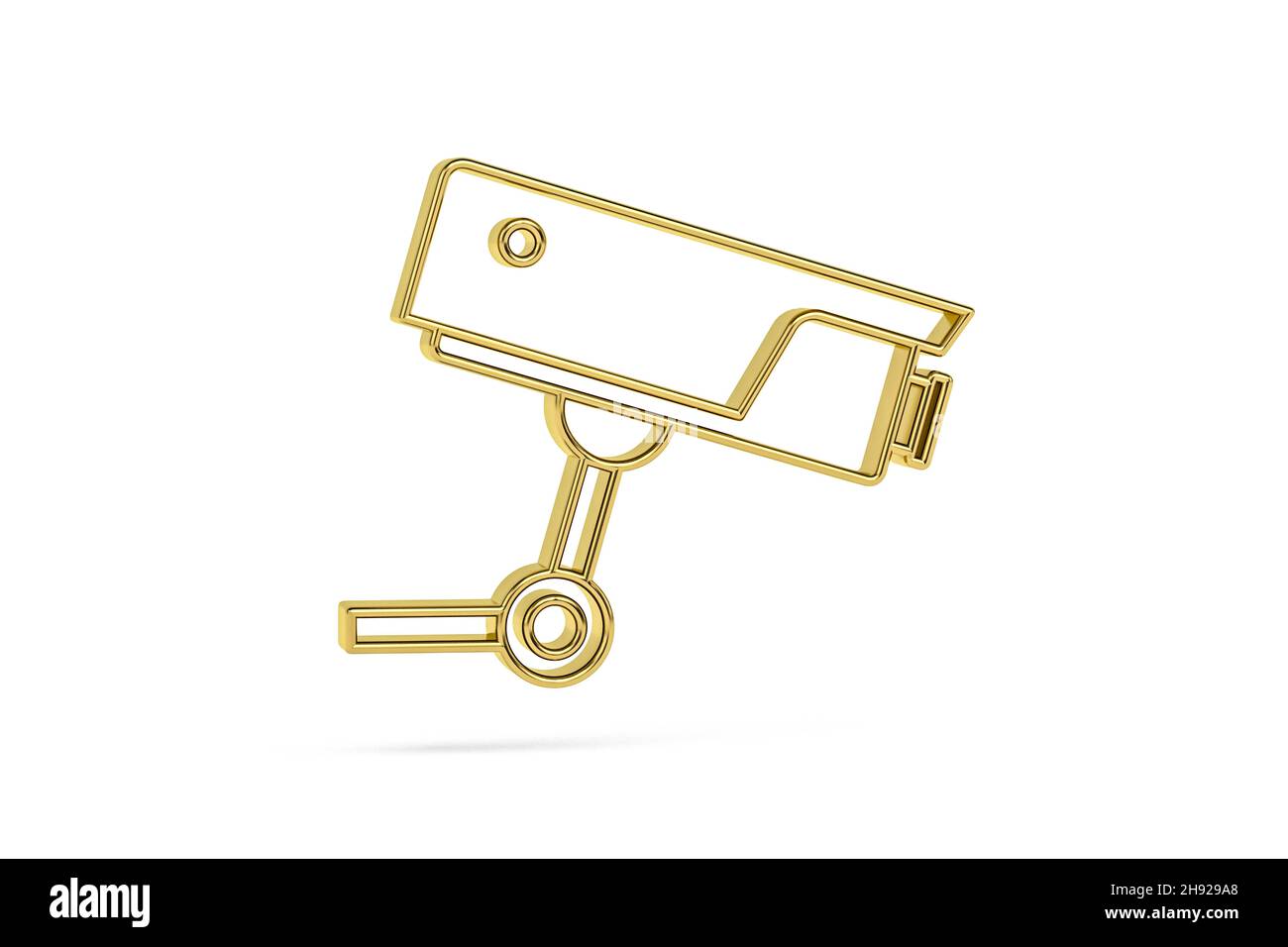Golden 3d security camera icon isolated on white background - 3D render ...