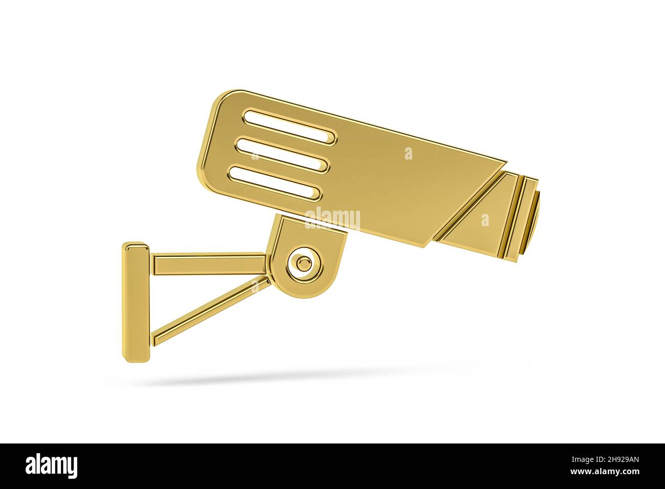 Golden 3d security camera icon isolated on white background - 3D render ...