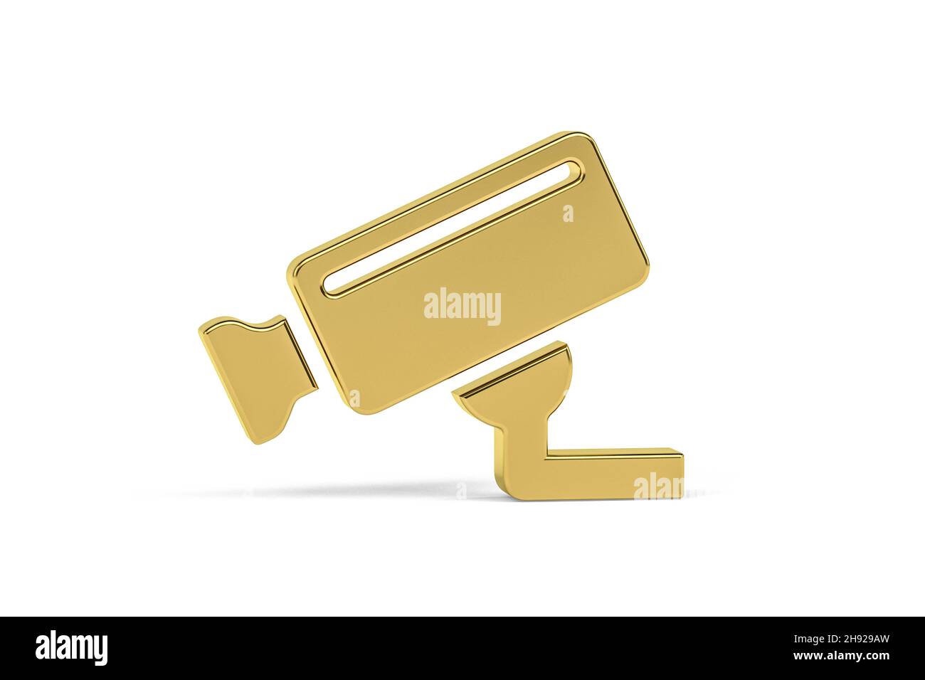 Golden 3d security camera icon isolated on white background - 3D render ...