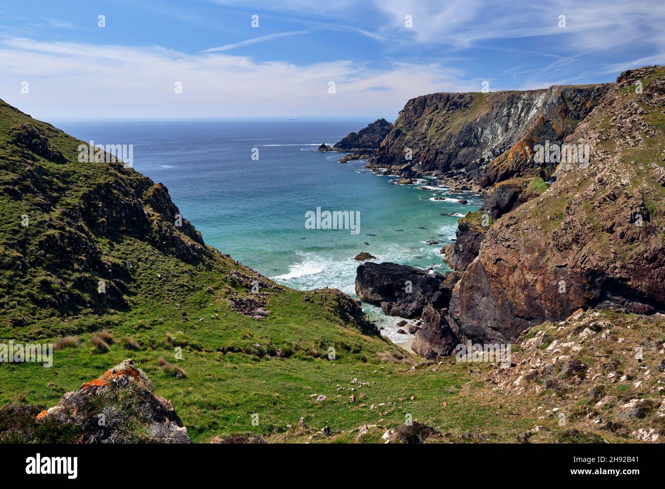 Dramatic coastline of the Lizard Peninsula, Cornwall, UK Stock Photo ...