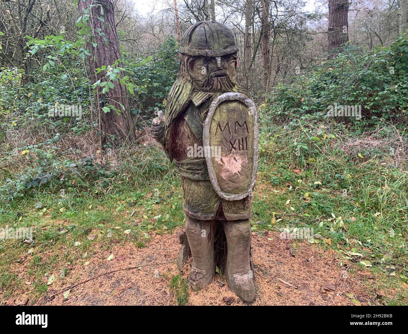 wood Soldier with shield at Irchester Country park and quarry ...