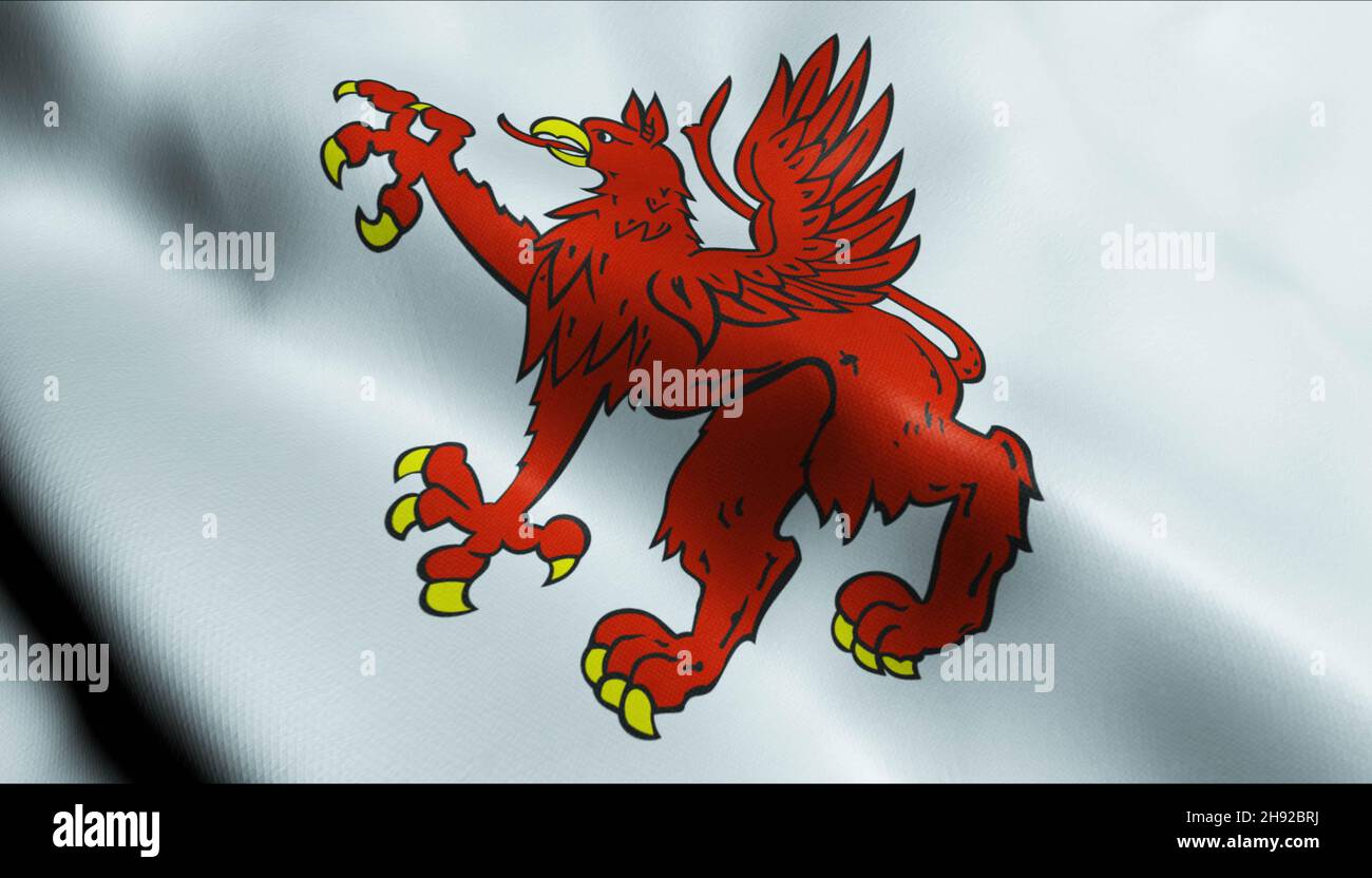 3D Illustration of a waving Poland city flag of Tczew Stock Photo - Alamy