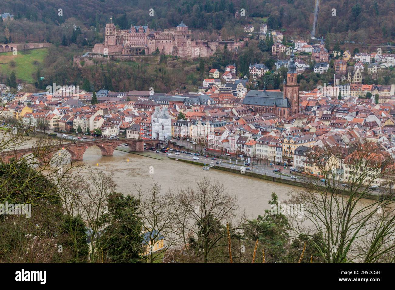 Aerial view of Heidelberg with the castle, Germany Stock Photo - Alamy