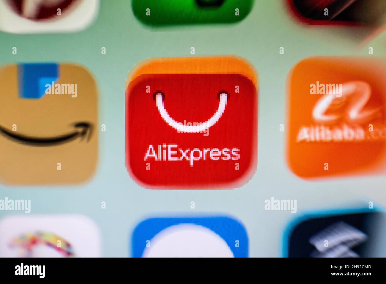 In this photo illustration a close-up of an AliExpress app icon seen ...