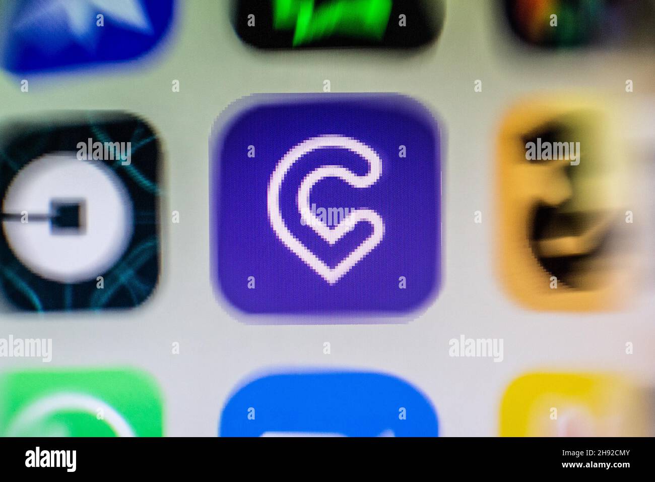 In this photo illustration a close-up of a Cabify app icon seen ...
