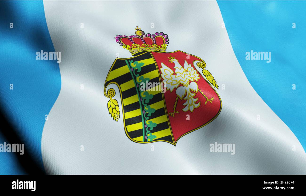 3D Illustration of a waving Poland city flag of Chrzanow Stock Photo ...