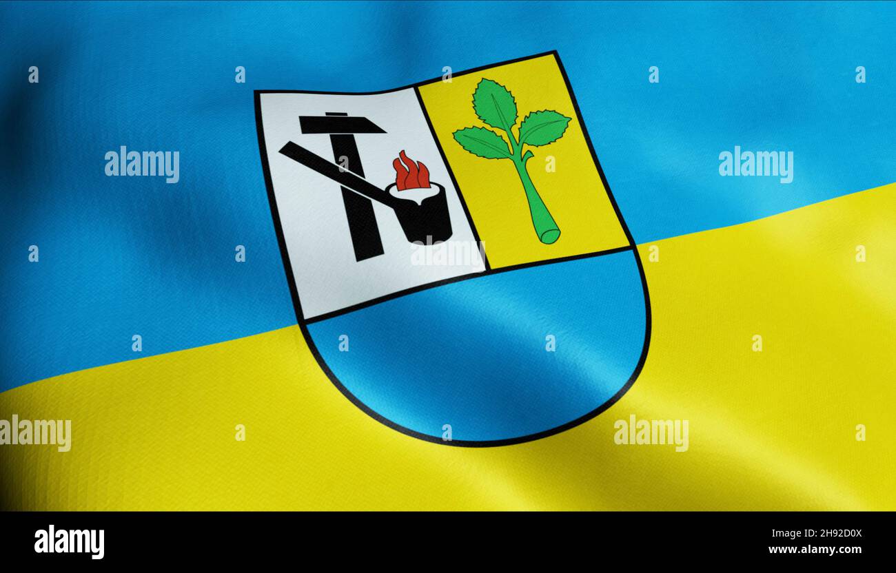3D Illustration of a waving Poland city flag of Bukowno Stock Photo - Alamy