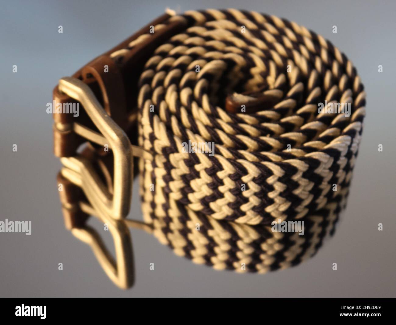 Beige and brown belt on a reflective surface Stock Photo - Alamy