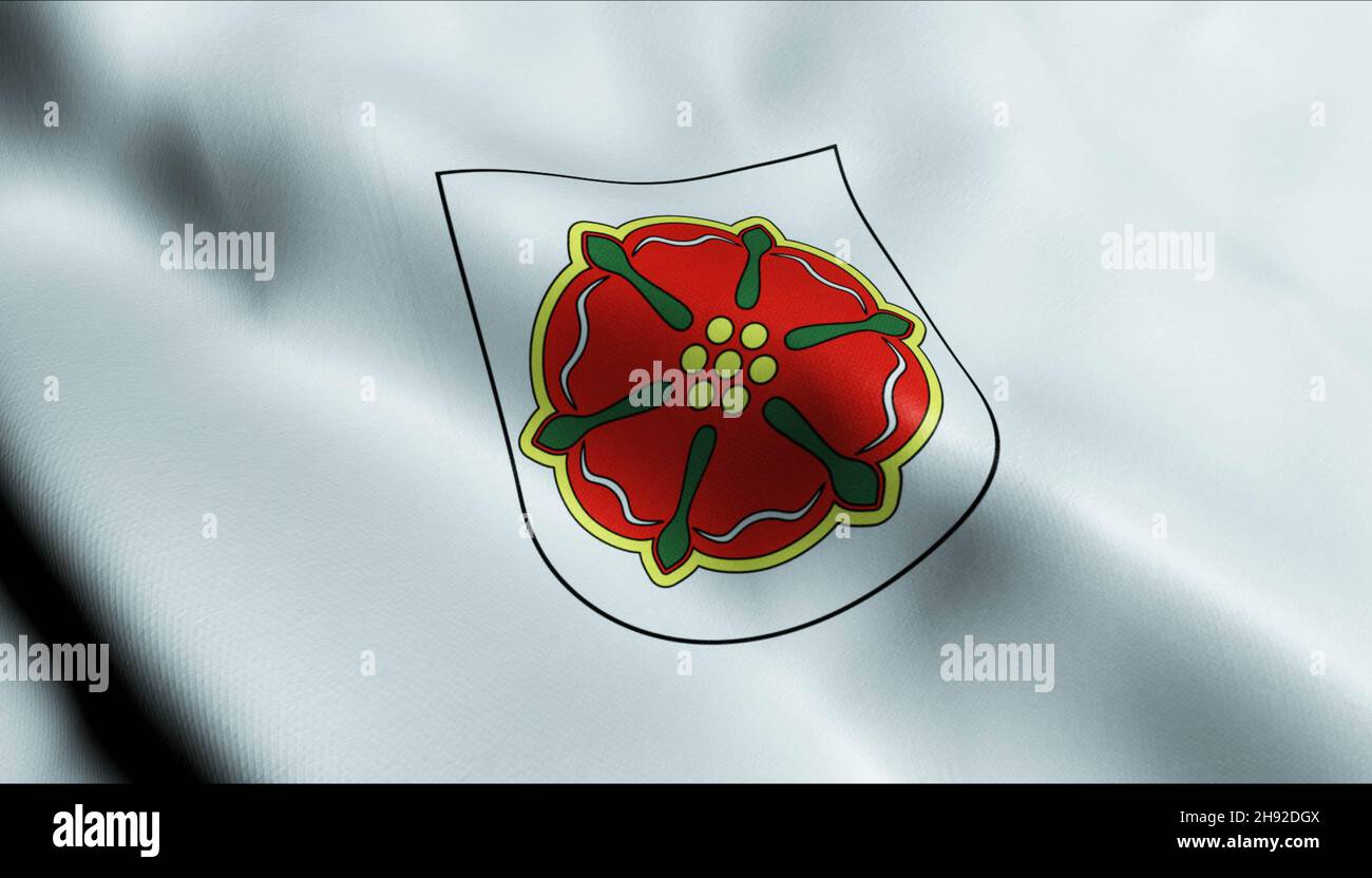 3D Illustration of a waving Poland city flag of Barcin Stock Photo - Alamy