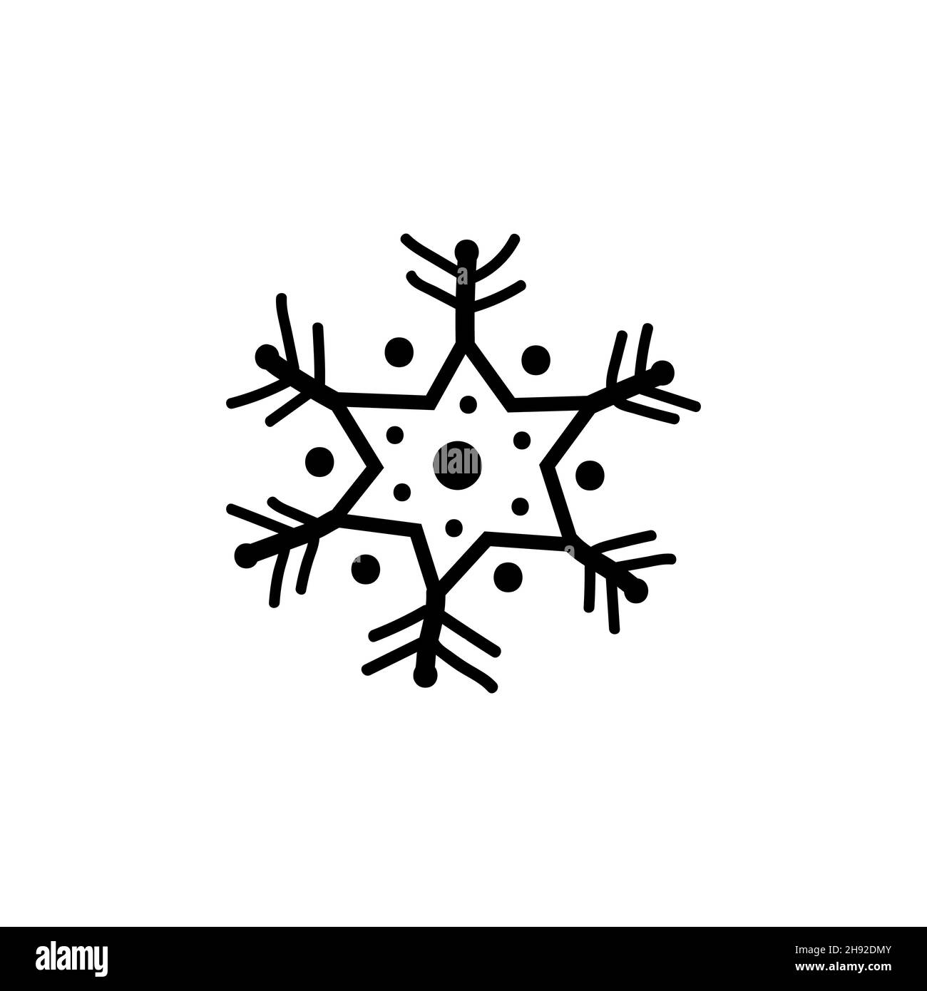 Vector snowflake, drawing simple. element for design. Line draw style ...