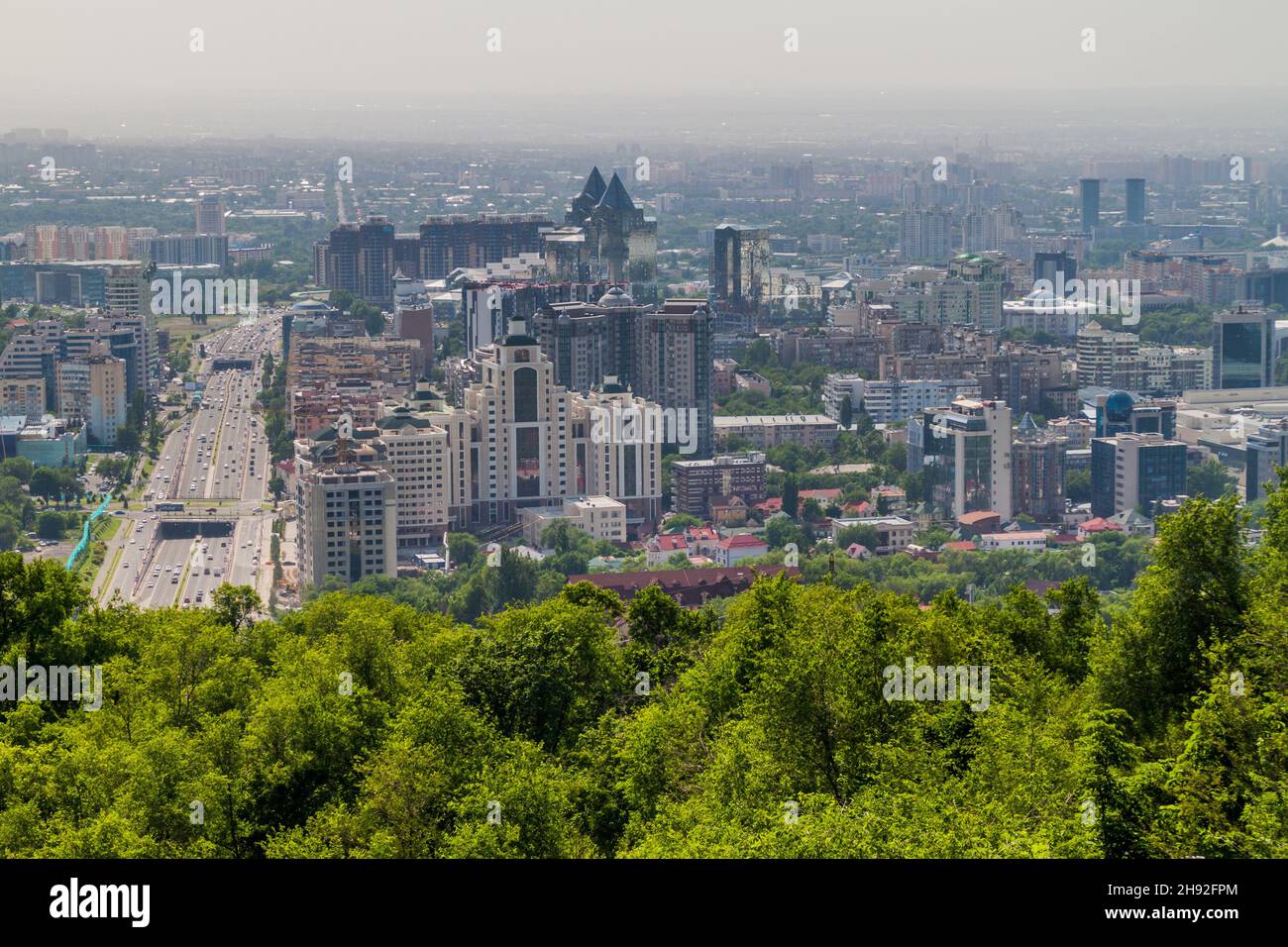 Aerial view of Almaty from Kok Tobe mountain, Kazakhstan Stock Photo ...
